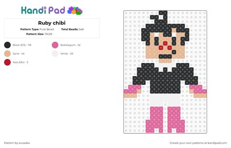 Ruby Chibi Fuse Bead Pattern Kandi Pad Kandi Patterns Fuse Bead Patterns Pony Bead Patterns