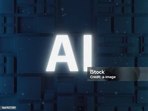 Ai 인공 지능 개념은 어두운 배경에 글로우 효과가 있는 3d 렌더링된 텍스트입니다 0명에 대한 스톡 사진 및 기타 이미지