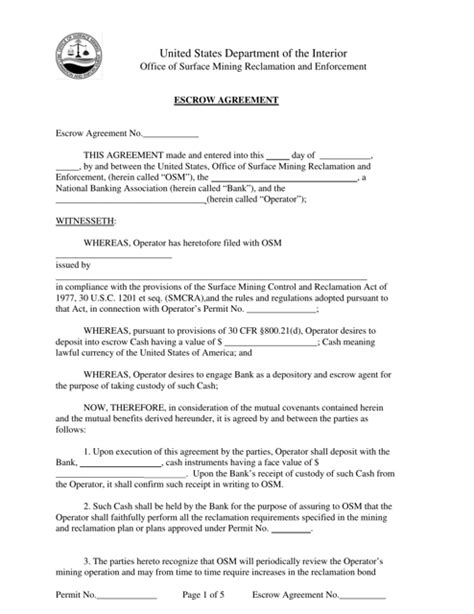 Escrow Agreement Form Fill Out Sign Online And Download PDF Templateroller
