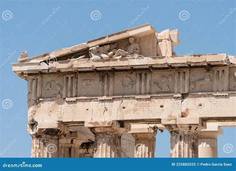 Detail Of Doric Style Columns And Frieze Classical Greek Architecture