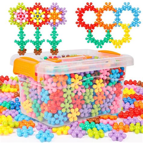 Building Blocks Connect Toys Snowflake Diy Interlocking Building Blocks