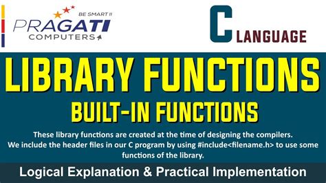 C Programming Library Functions Or Built In Functions In C Youtube