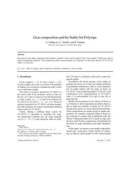 Gear Composition And The Stable Set Polytope Iasicnrit