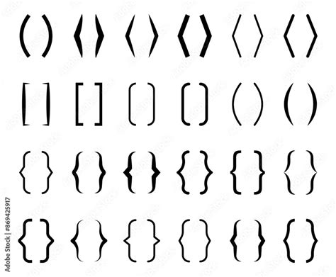 Text Brackets Set Bracket Icons Different Shapes Brackets Boxes For