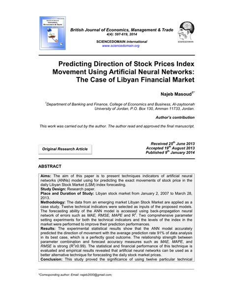Pdf Predicting Direction Of Stock Prices Index Movement Using