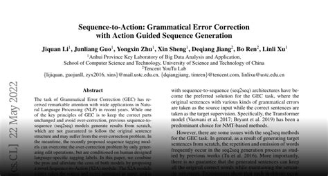 Paper Page Sequence To Action Grammatical Error Correction With Action Guided Sequence Generation