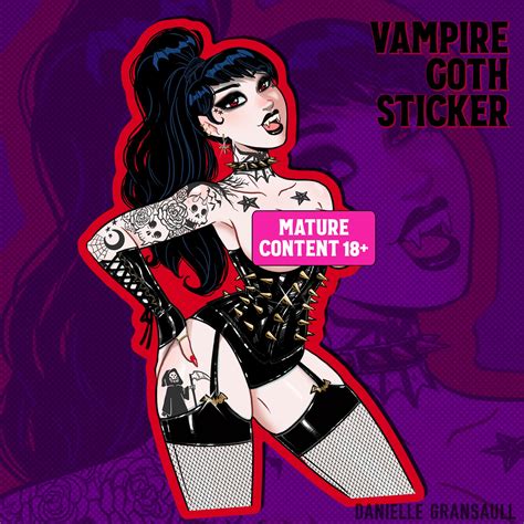 Vampire Goth Girl Sticker Risque Pin Up Art Etsy