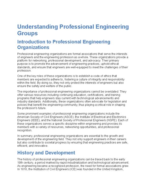 Understanding Professional Engineering Groups Understanding