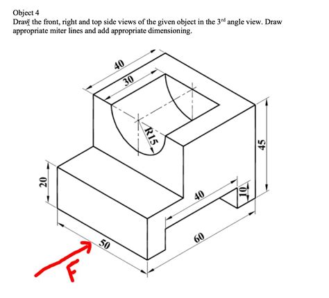 Solved Object 4draw The Front Right And Top Side Views Of