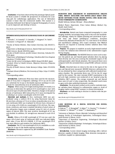 Pdf Radiation Dose Assessment Of Radiosensitive Organs Using Mosfet Detectors And Monte Carlo
