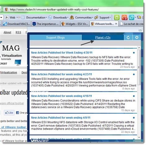 Vmware Toolbar Updated With Really Cool Features Esx Virtualization
