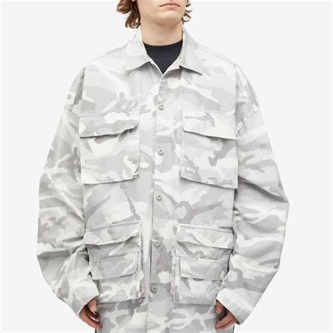 Balenciaga Mens Camo Cargo Shirt Jacket In Light Grey Balenciaga