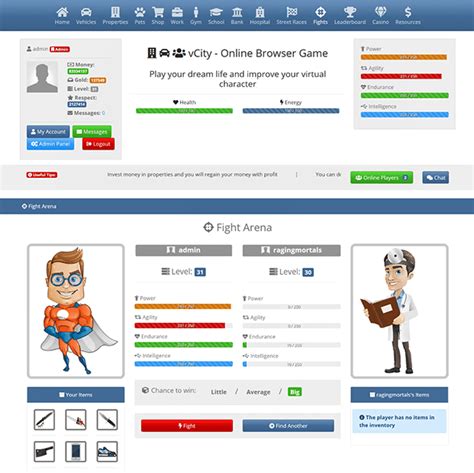 vcity premium browser game php script inkthemes