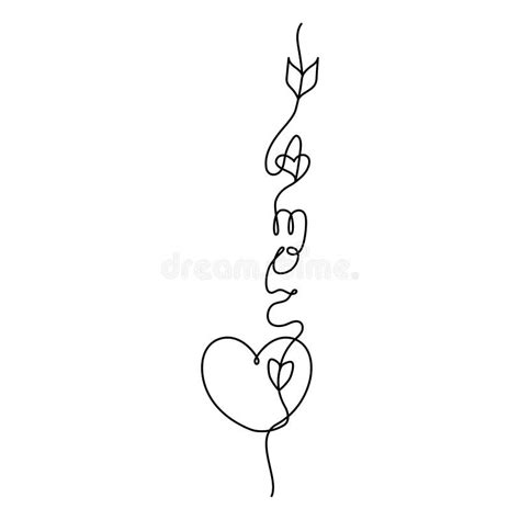 Continuous One Line Lettering Heart And Amor Love In Spanish In The