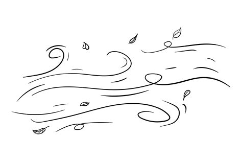 Premium Vector Leaf Wind Doodle Hand Drawn Style Wind Motion