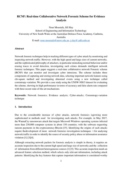 Pdf Rcnf Real Time Collaborative Network Forensic Scheme For Evidence Analysis