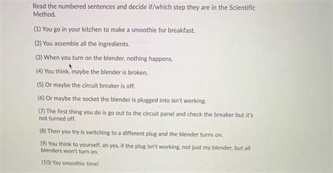 Solved Read The Numbered Sentences And Decide If Which Step