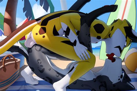 Rule 34 3 2 Anthro Beach Domestic Cat Felid Feline Felis Female Hi Res Kissing Licking Male