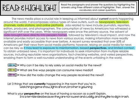 Teaching Text Evidence Using Highlighting High School Speech Therapy