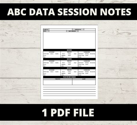 ABC Data Sheet ABA Digital Download Aba Session Notes Aba Etsy