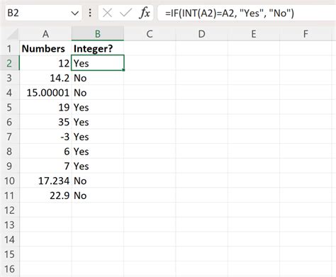 How To Check If Number Is An Integer In Excel
