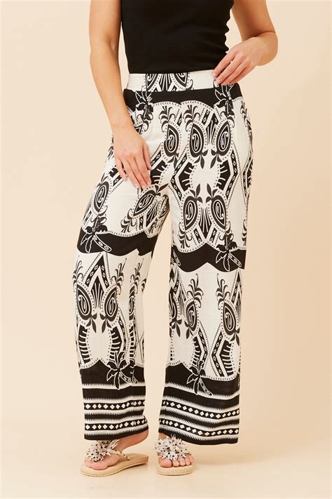 Loxana Border Print Pants And Buy Online And Femme Connection