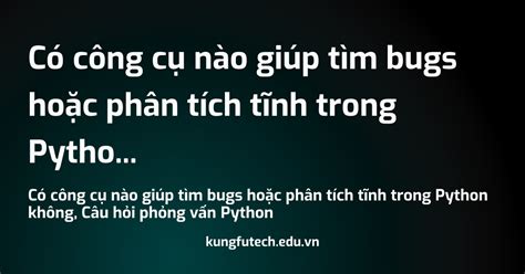 Có Công Cụ Nào Giúp Tìm Bugs Hoặc Phân Tích Tĩnh Trong Python Không