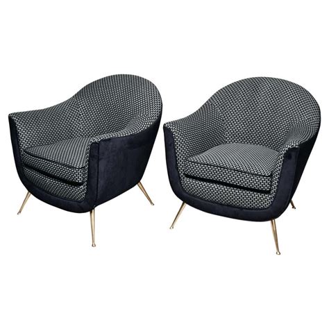 1950s Mid Century Modern Italian Lounge Chairs With Donghia Mohair