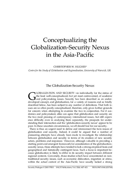 Pdf Conceptualizing The Globalization Security Nexus In The Asia Pacific