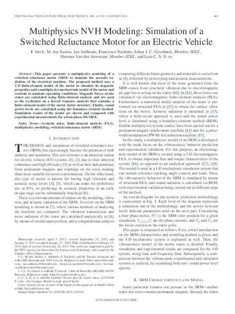 Pdf Multiphysics Nvh Modeling Simulation Of A Switched Reluctance Motor For An Electric Vehicle