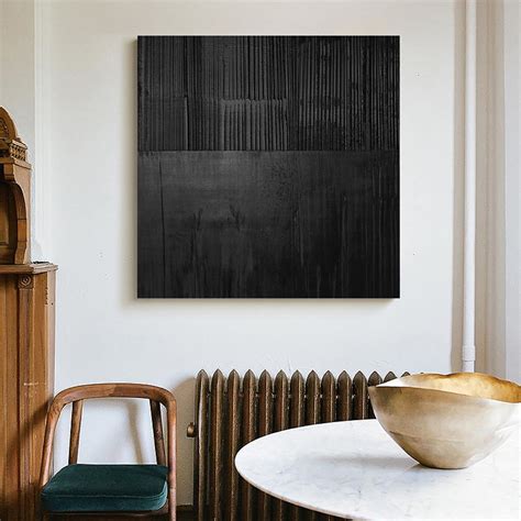Black Textured Wall Art Black Abstract Art Large Black Etsy