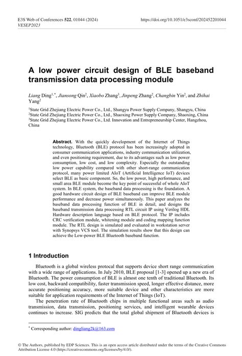 Pdf A Low Power Circuit Design Of Ble Baseband Transmission Data
