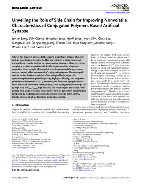 Pdf Unveiling The Role Of Side Chain For Improving Nonvolatile Characteristics Of Conjugated