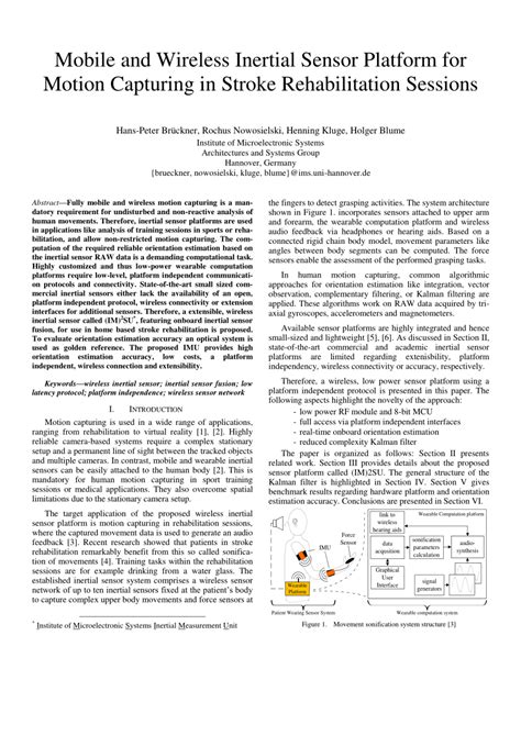 Pdf Mobile And Wireless Inertial Sensor Platform For Motion Capturing In Stroke Rehabilitation