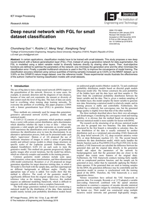 Pdf Deep Neural Network With Feature Generalization Layer For Small