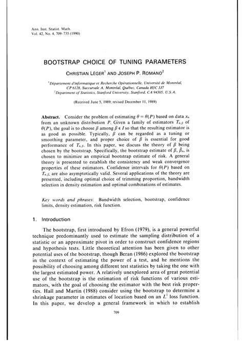 Pdf Bootstrap Choice Of Tuning Parameters