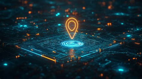 Glowing Location Pin Floating Over Futuristic Circuit Board Stock Illustration Illustration Of