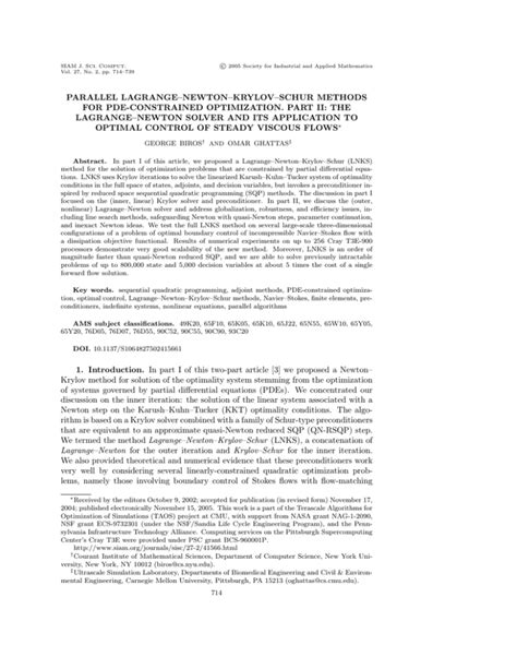 Parallel Lagrangenewtonkrylovschur Methods For Pde