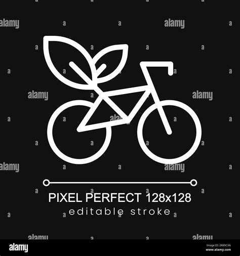 Bicycle With Leaves Pixel Perfect White Linear Icon For Dark Theme Stock Vector Image And Art Alamy