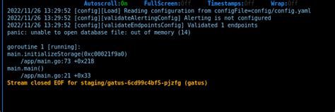 Panic Unable To Open Database File Out Of Memory 14 · Issue 48