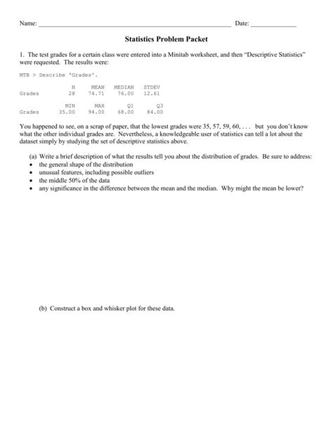 Statistics Problem Packet
