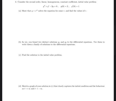 Solved 3 Consider The Second Order Linear Homogeneous