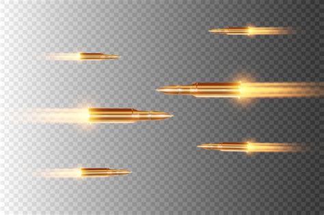 Premium Vector Flying Bullet In Motion Realistic Shot