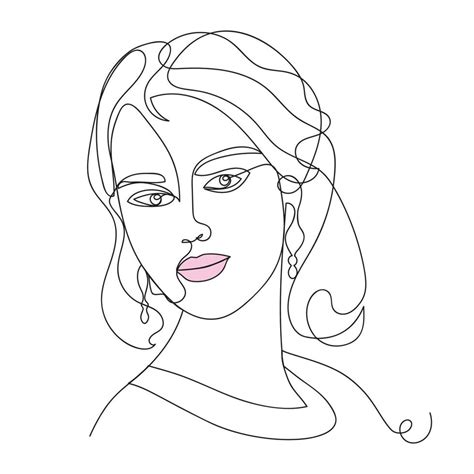 Art Stico Uno L Nea Bocetos De Mujer Rostro Hembra Cara Dibujo Minimalista L Nea Estilo
