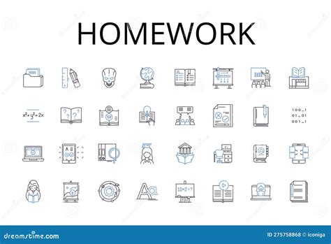 Homework Line Icons Collection Assignment Task Project Activity Test
