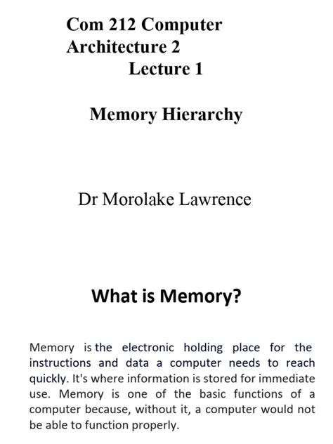 Lecture 1 Memory Hierarchy And Locality Of Reference Pdf Computer