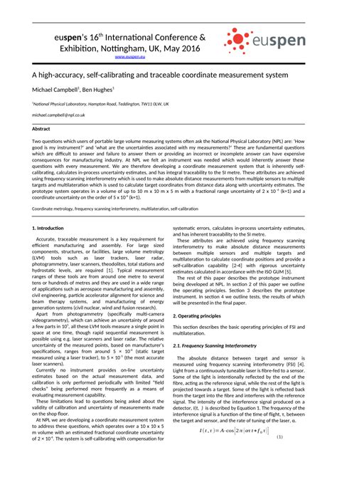 pdf a high accuracy self calibrating and traceable coordinate