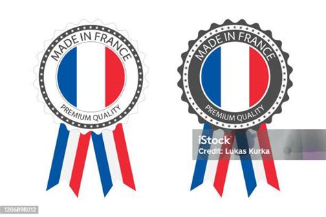 프랑스 국기가있는 프리미엄 품질의 라벨 세트 프랑스에서 만든 아이콘 인포 그래픽 및 템플릿을위한 프랑스 색상의 최고 품질의 배지