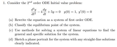 Solved 1 Consider The 2nd Order Ode Initial Value Problem