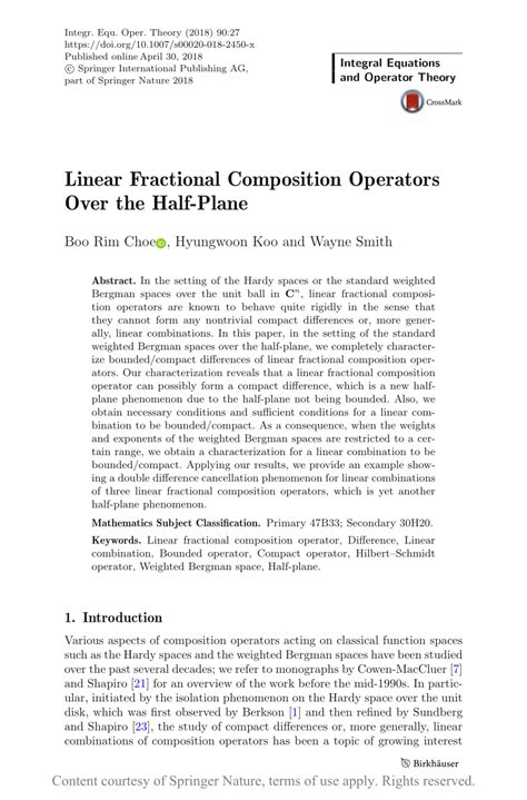 Linear Fractional Composition Operators Over The Half Plane Request Pdf